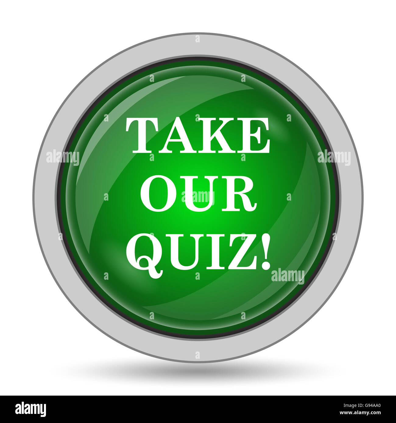 Take our quiz icon. Internet button on white background Stock Photo - Alamy