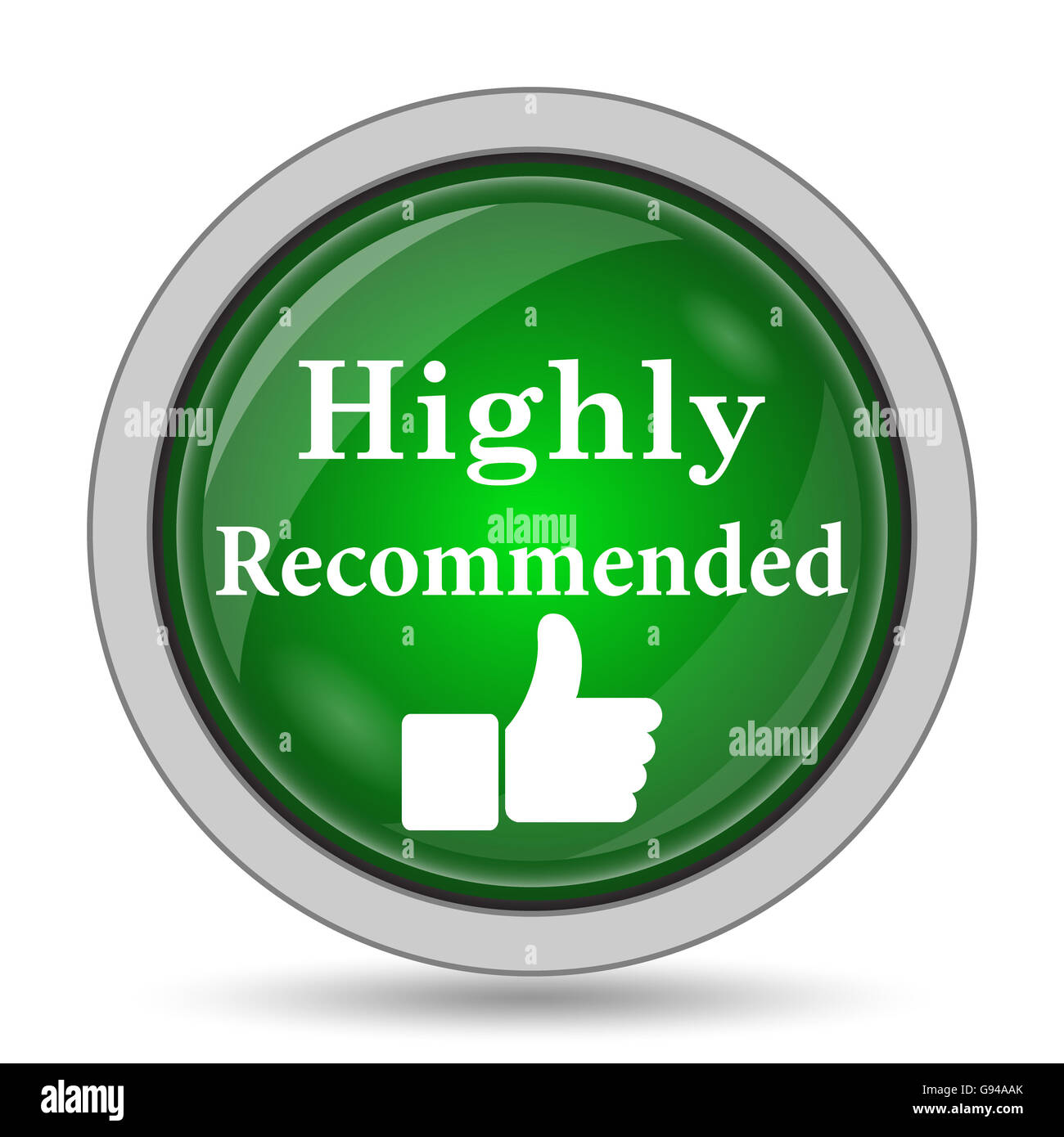 Highly recommended icon. Internet button on white background Stock ...