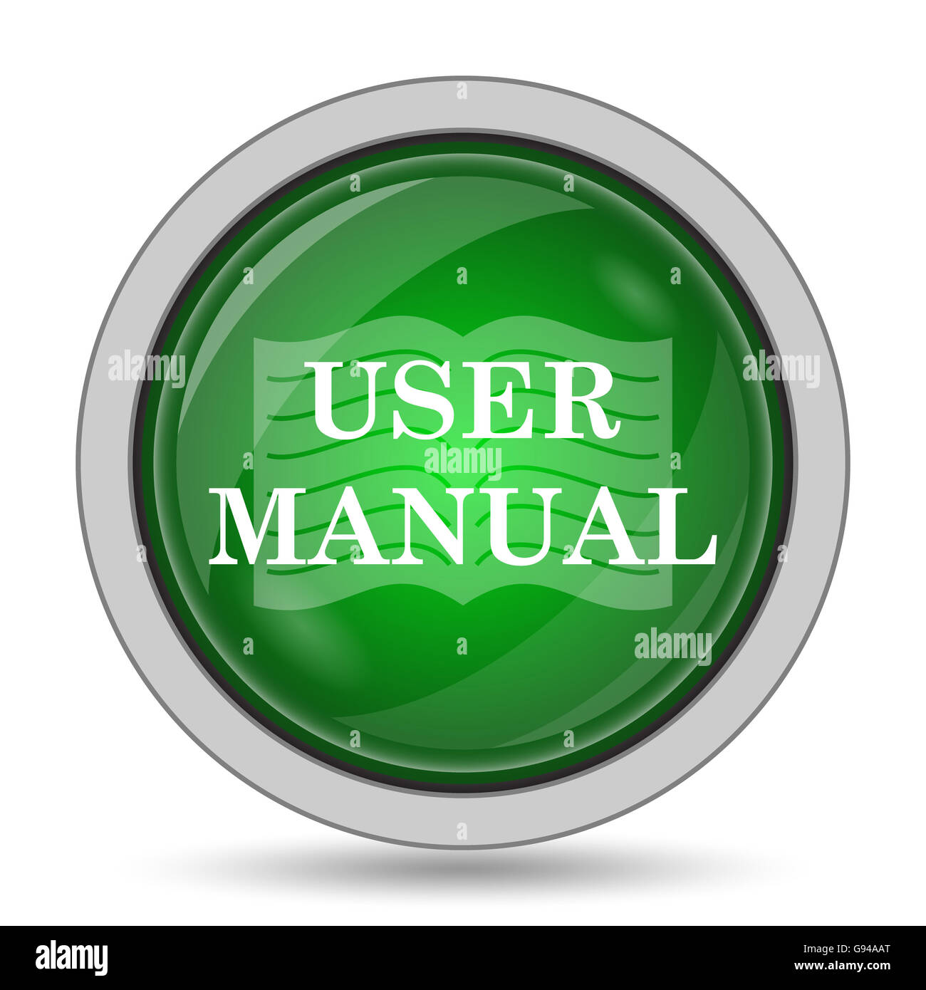 User manual icon. Internet button on white background Stock Photo - Alamy
