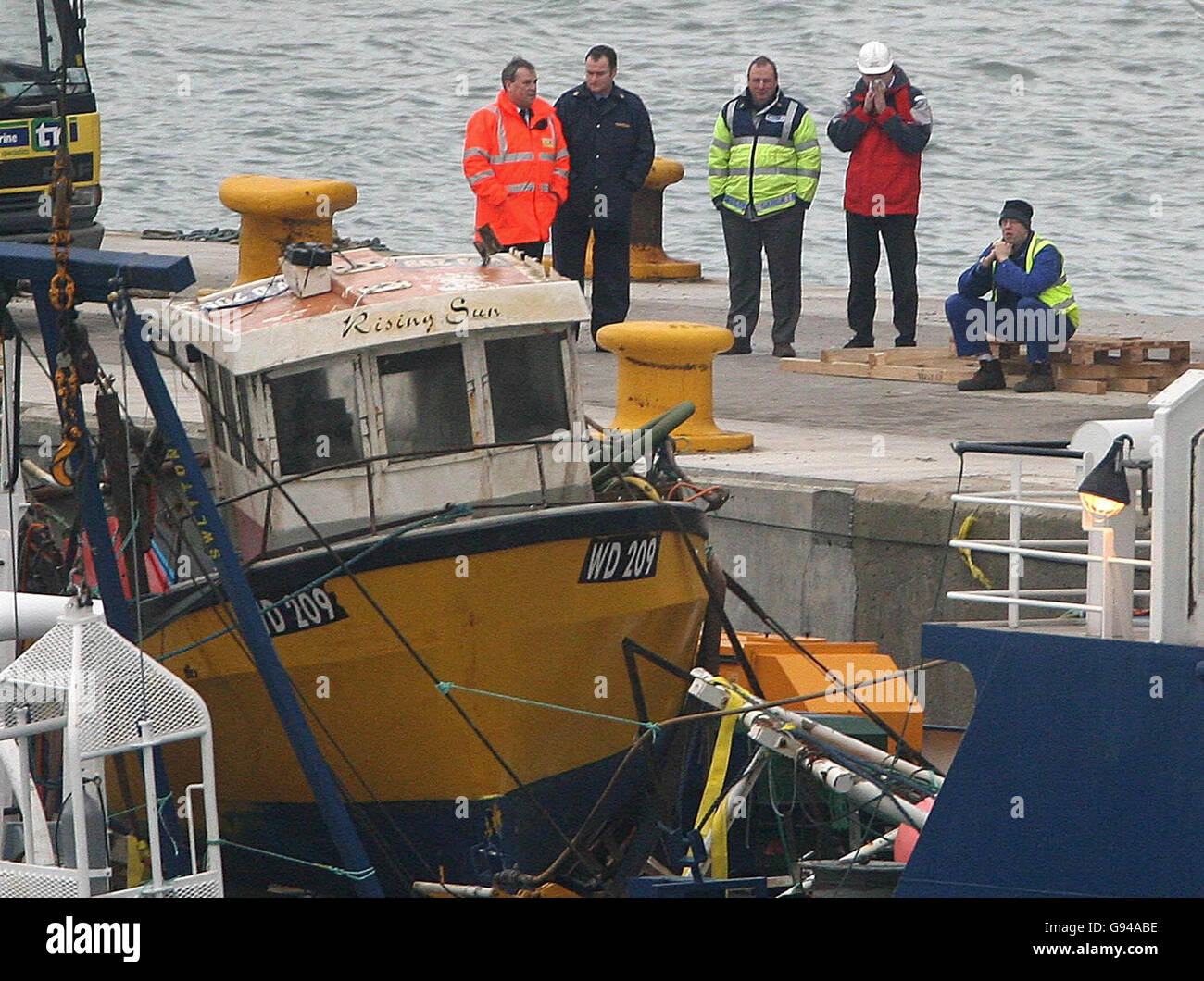 The Rising Sun fishing boat sits on board the Granuaile salvage ship ...