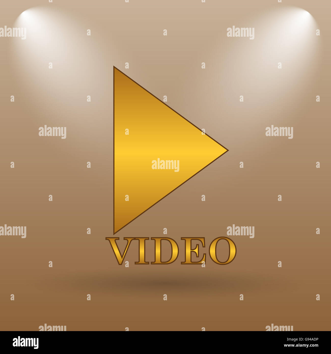 Video play icon. Internet button on brown background Stock Photo - Alamy
