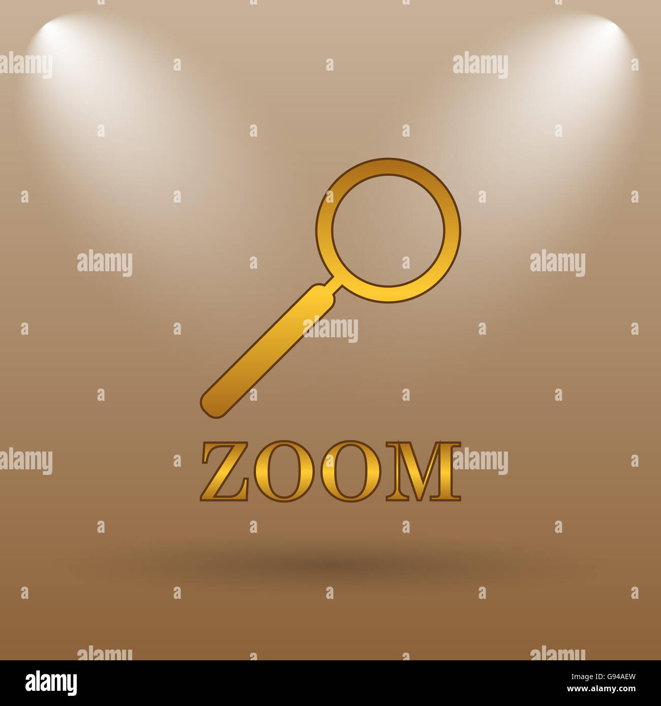 Zoom with loupe icon. Internet button on brown background Stock Photo ...