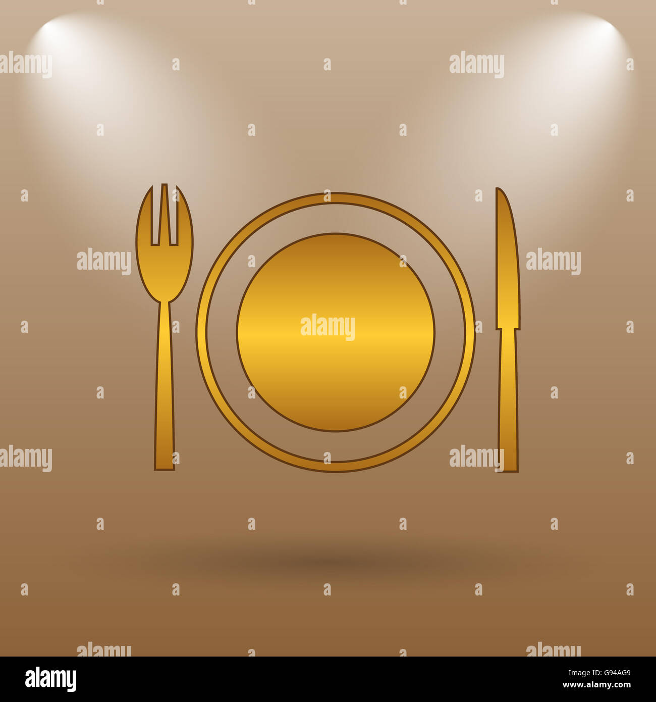 Restaurant icon. Internet button on brown background Stock Photo - Alamy