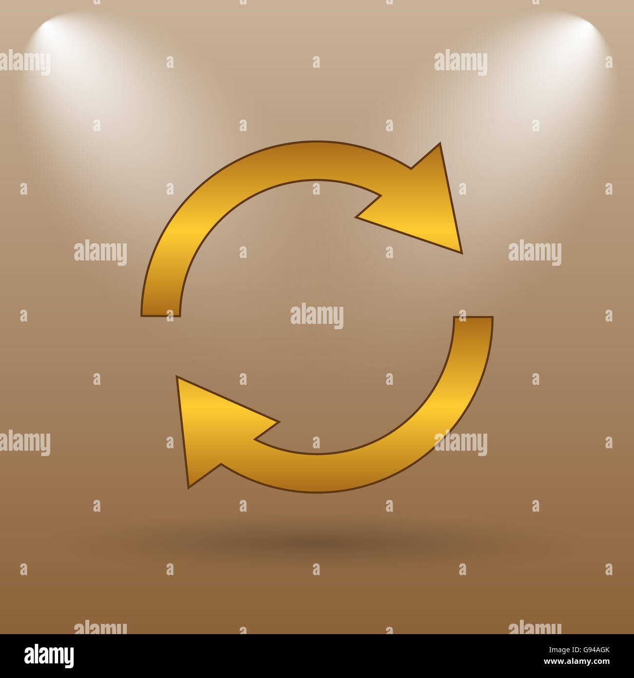 Reload two arrows icon. Internet button on brown background Stock Photo ...