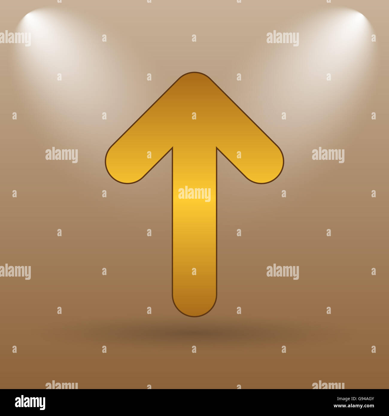 Up arrow icon. Internet button on brown background Stock Photo - Alamy