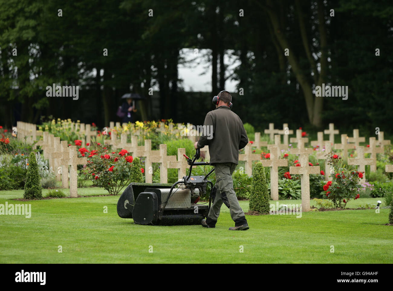 Ground staff prepare the grass hi-res stock photography and images - Alamy