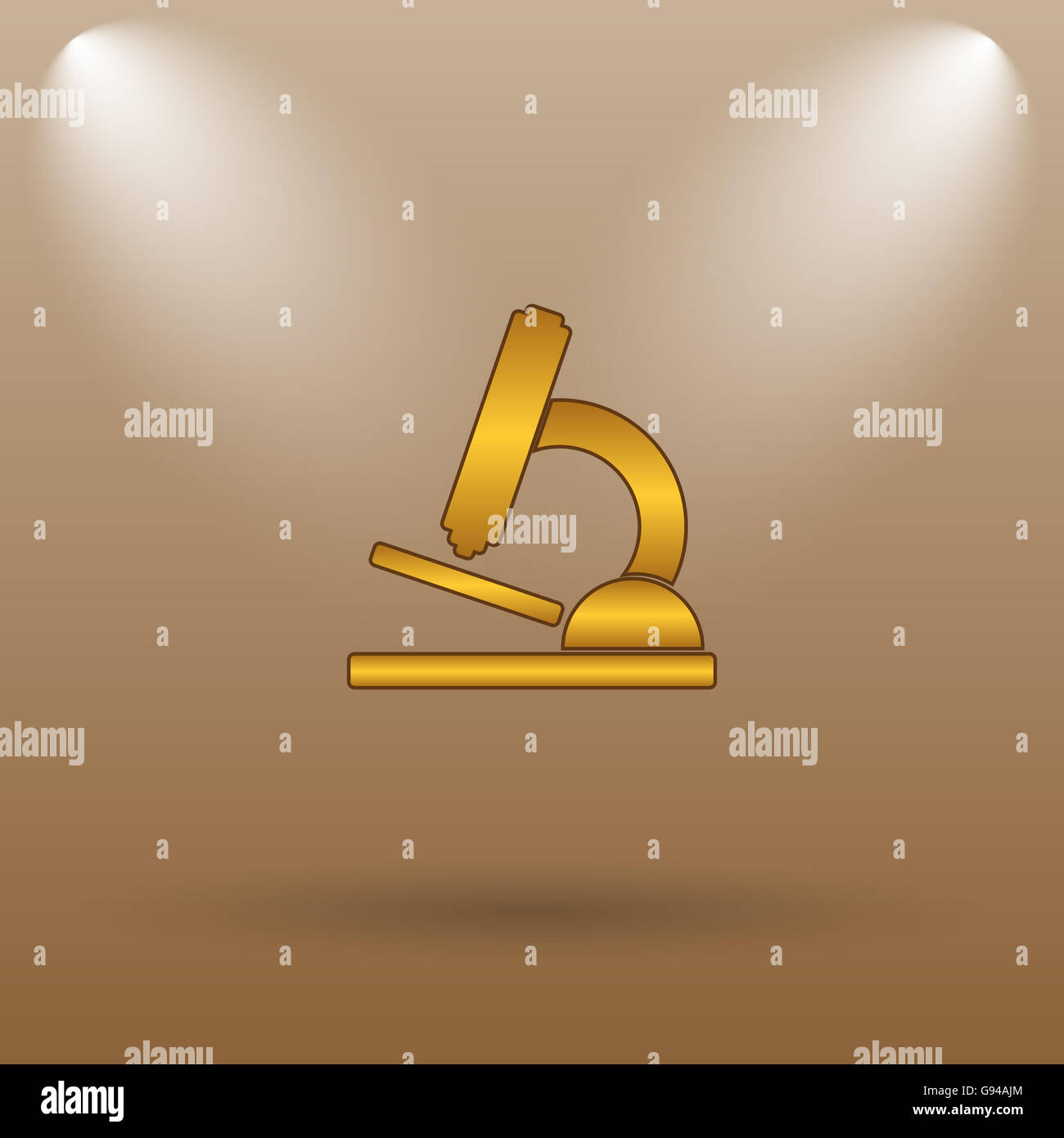 Microscope icon. Internet button on brown background Stock Photo - Alamy