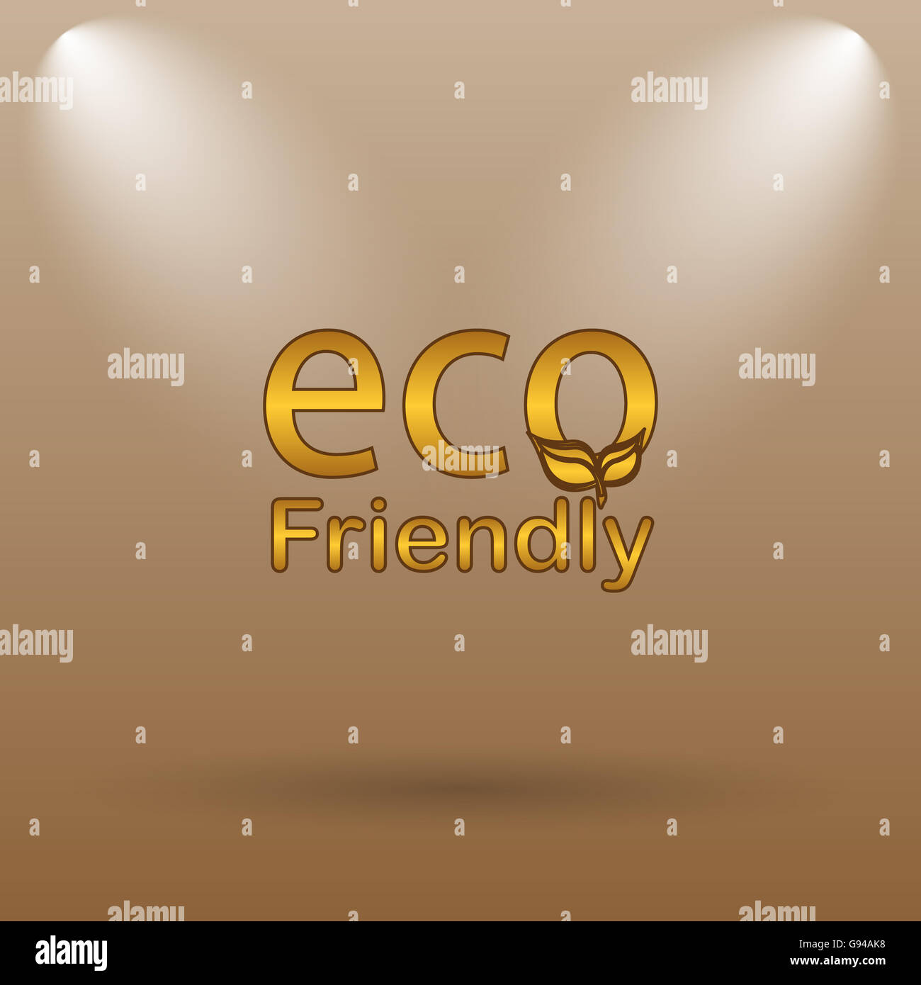 Eco Friendly icon. Internet button on brown background Stock Photo - Alamy