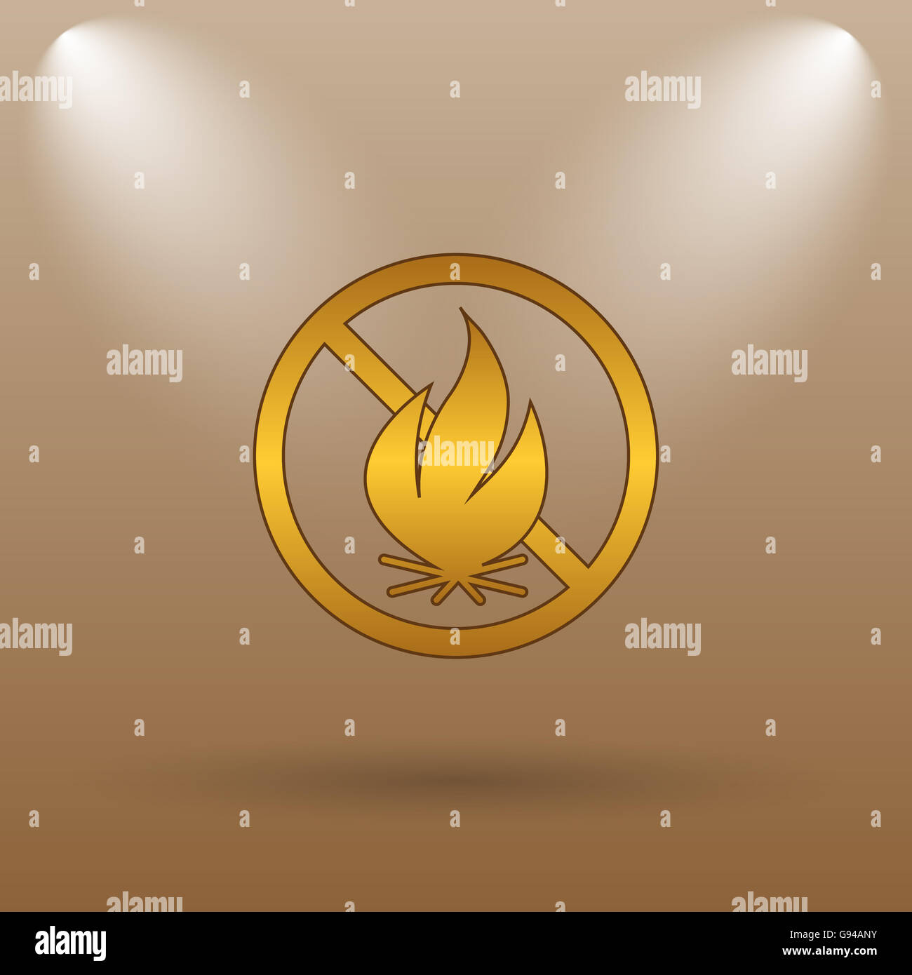Fire forbidden icon. Internet button on brown background Stock Photo ...