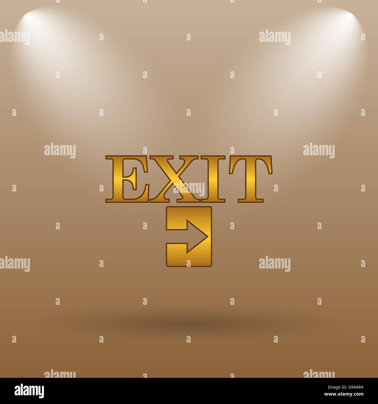 Exit icon. Internet button on brown background Stock Photo - Alamy