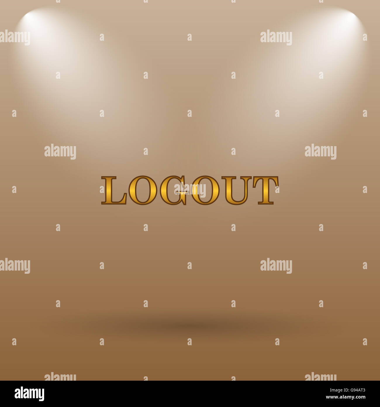 Logout icon. Internet button on brown background Stock Photo - Alamy