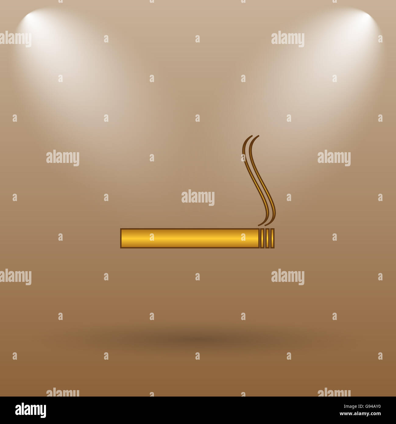 Cigarette icon. Internet button on brown background Stock Photo - Alamy