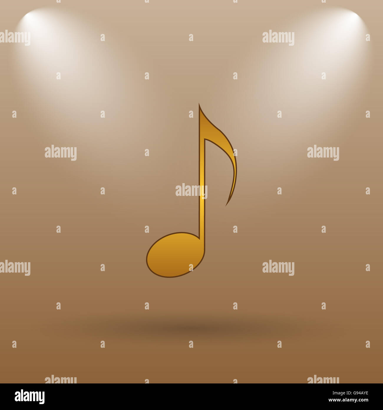 Musical note icon. Internet button on brown background Stock Photo - Alamy