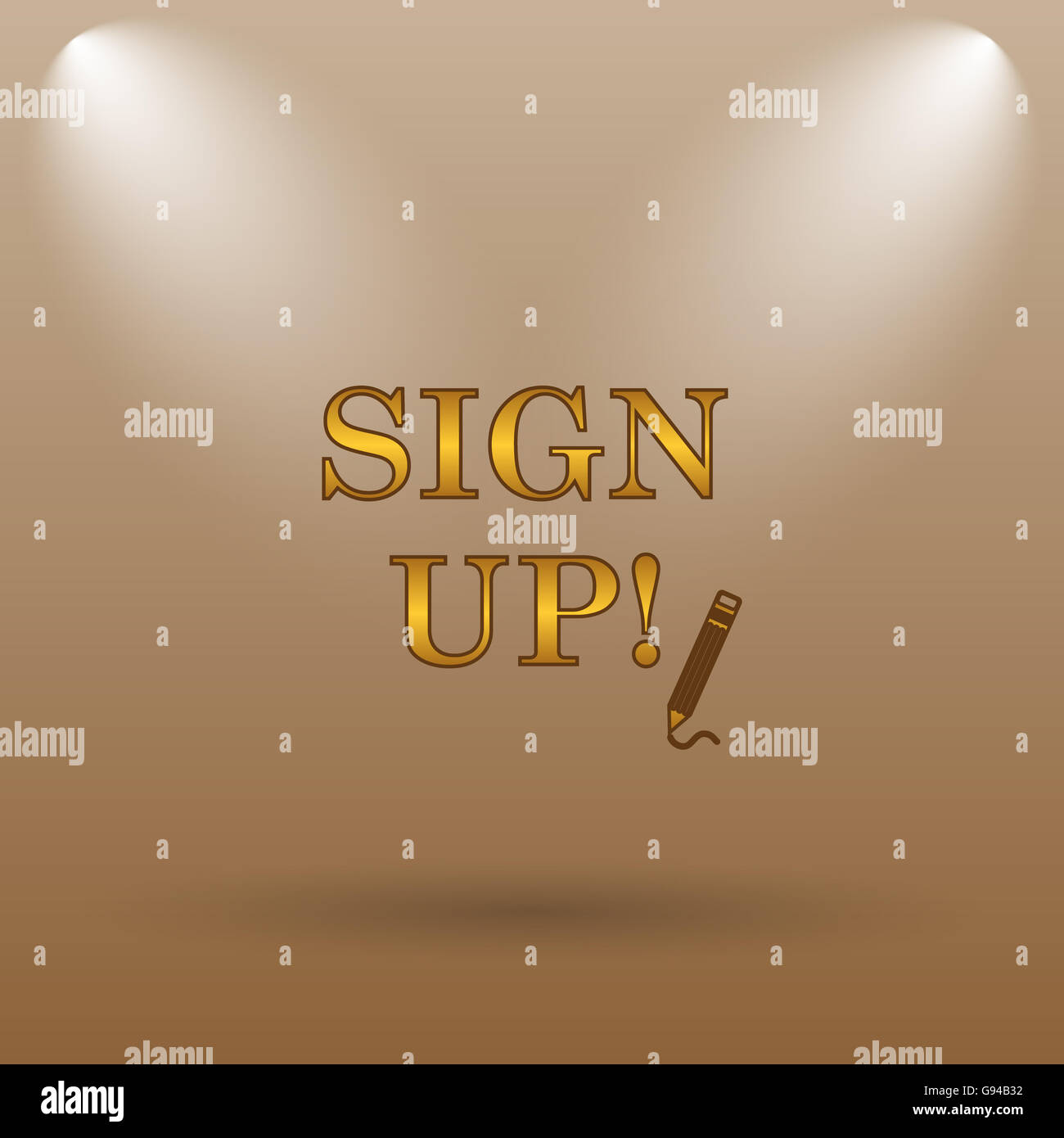 Sign up icon. Internet button on brown background Stock Photo - Alamy