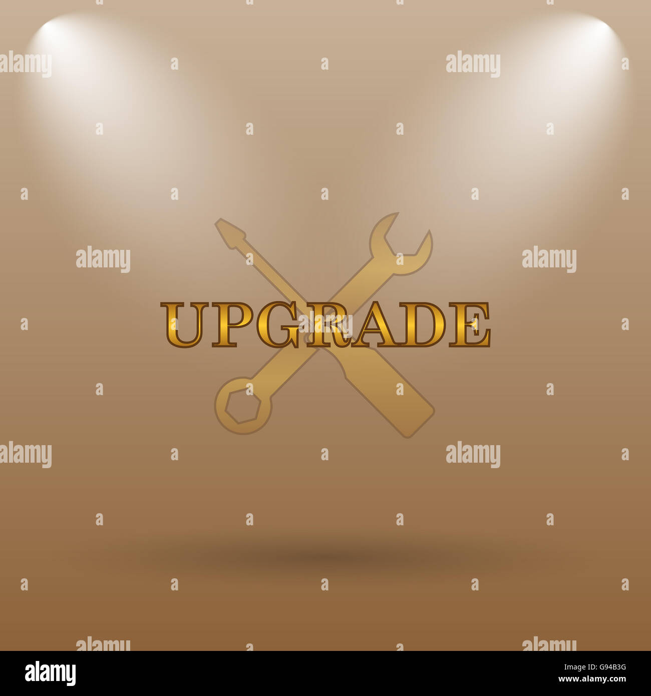 Upgrade icon. Internet button on brown background Stock Photo - Alamy