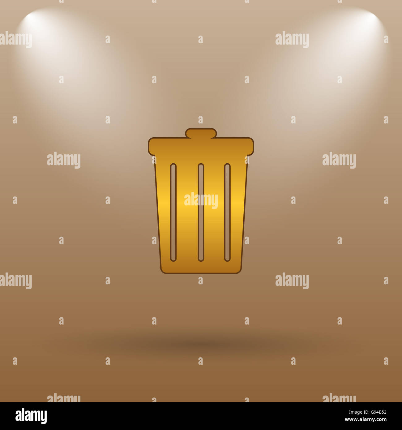 Bin icon. Internet button on brown background Stock Photo - Alamy