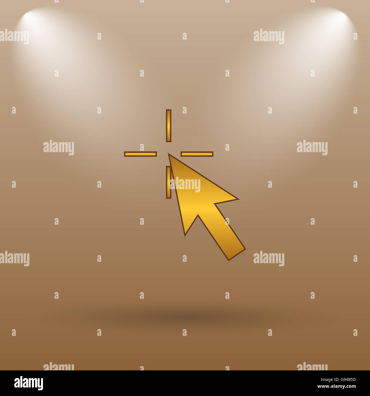Click here icon. Internet button on brown background Stock Photo - Alamy