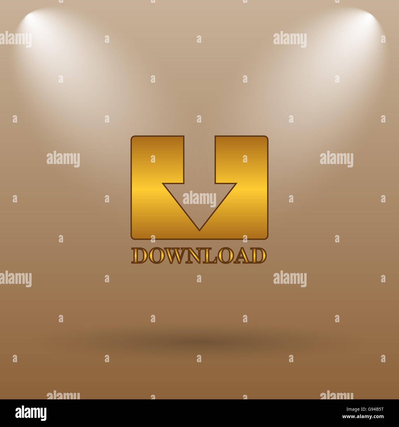 Download icon. Internet button on brown background Stock Photo - Alamy