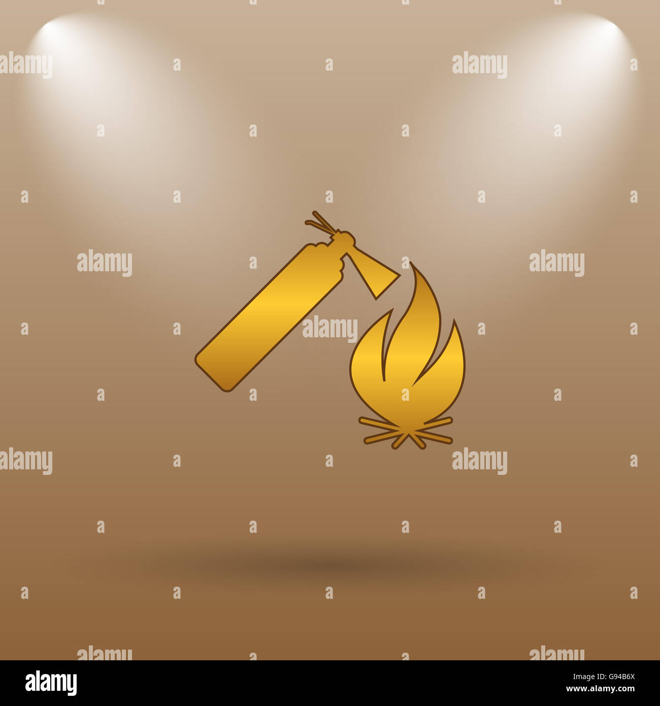 Fire icon. Internet button on brown background Stock Photo - Alamy