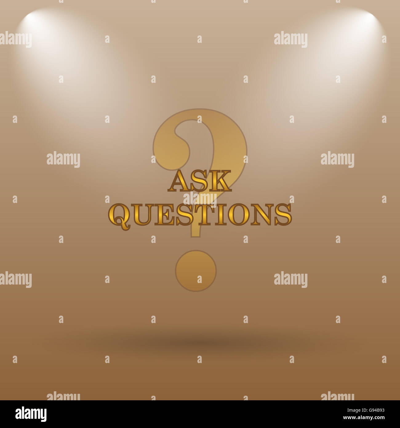 Ask questions icon. Internet button on brown background Stock Photo - Alamy
