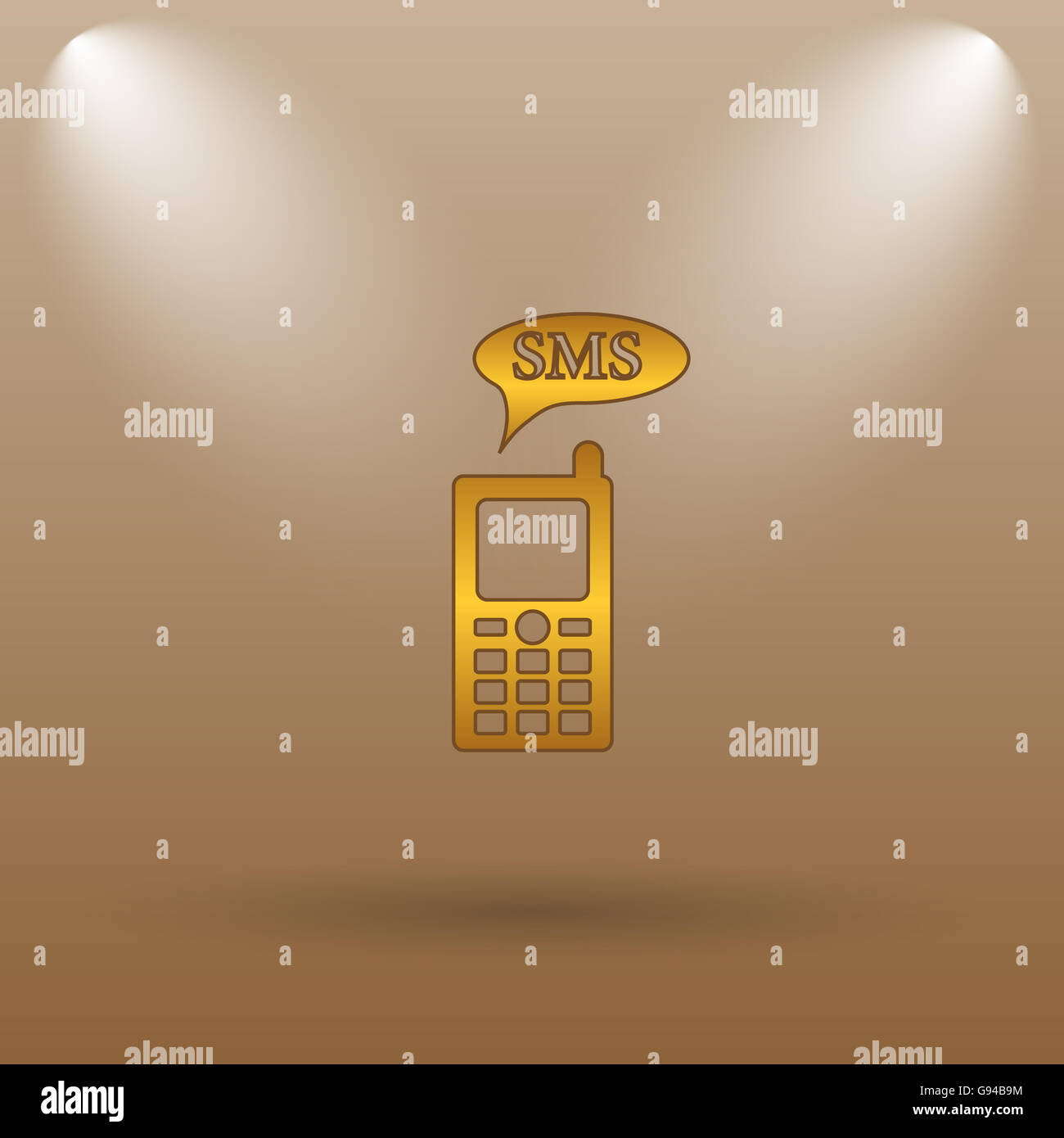 SMS icon. Internet button on brown background Stock Photo - Alamy