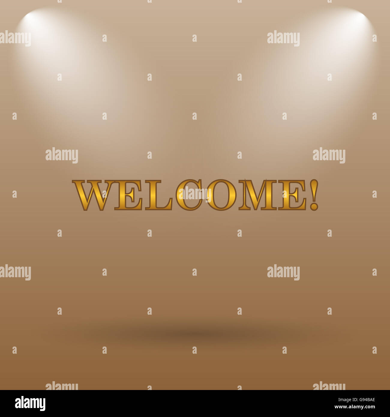 Welcome icon. Internet button on brown background Stock Photo - Alamy