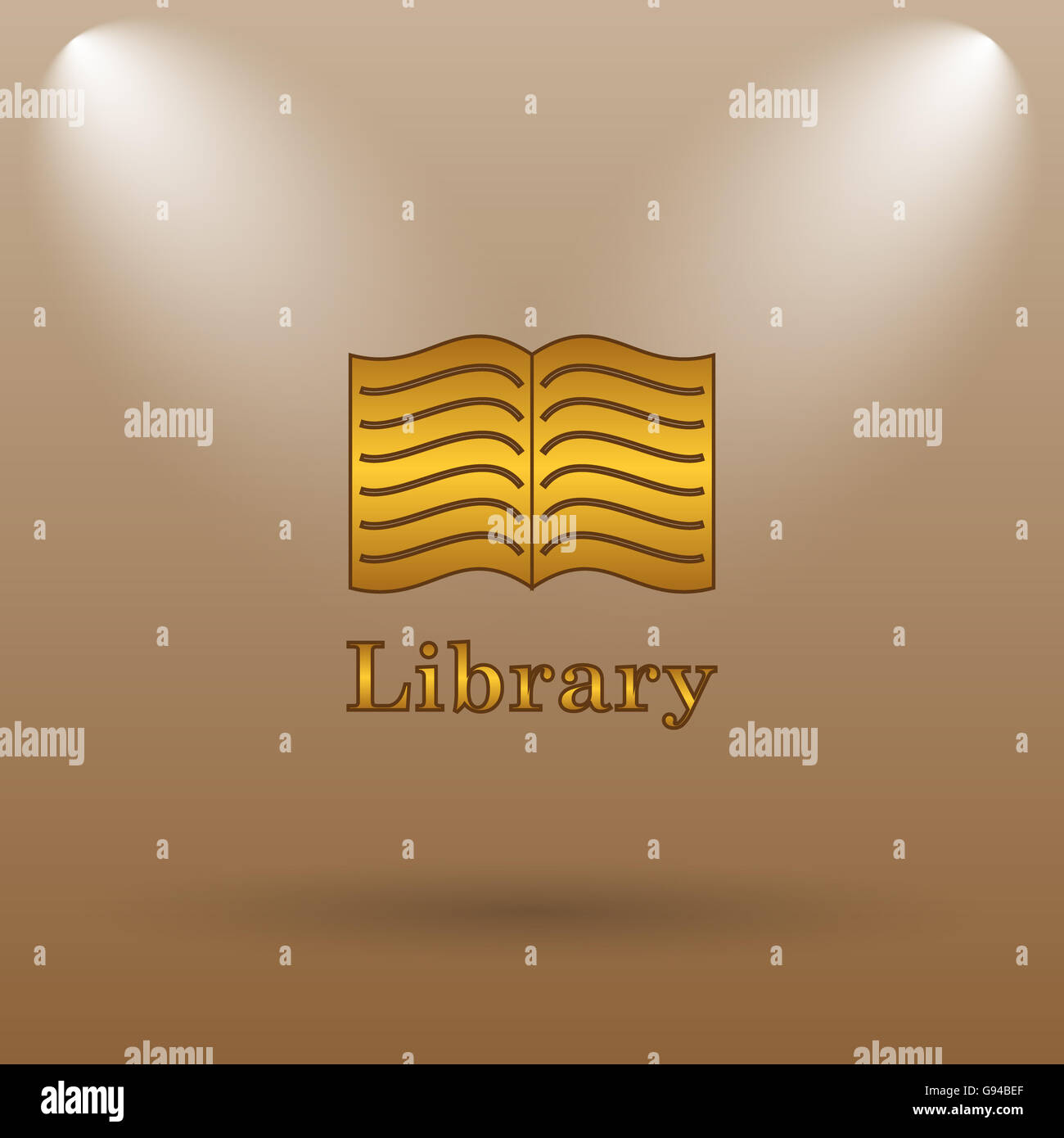 Library icon. Internet button on brown background Stock Photo - Alamy