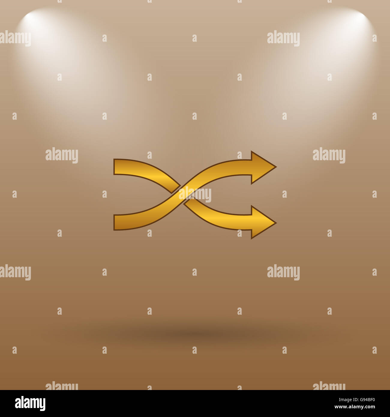 Shuffle icon. Internet button on brown background Stock Photo - Alamy