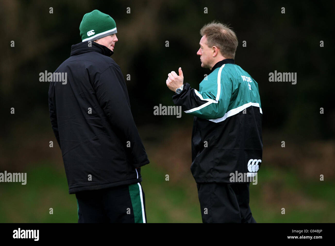Ireland captain Brian O'Driscoll (L) and Coach Eddie O'Sullivan during ...