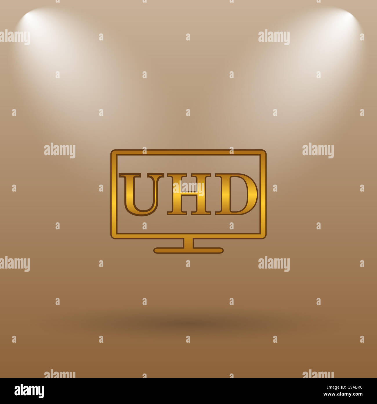 Ultra HD icon. Internet button on brown background Stock Photo - Alamy