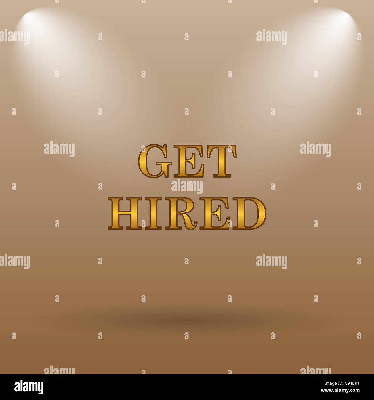 Get hired icon. Internet button on brown background Stock Photo - Alamy