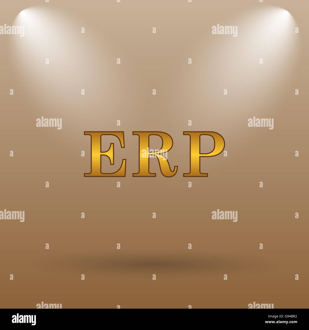 ERP icon. Internet button on brown background Stock Photo - Alamy