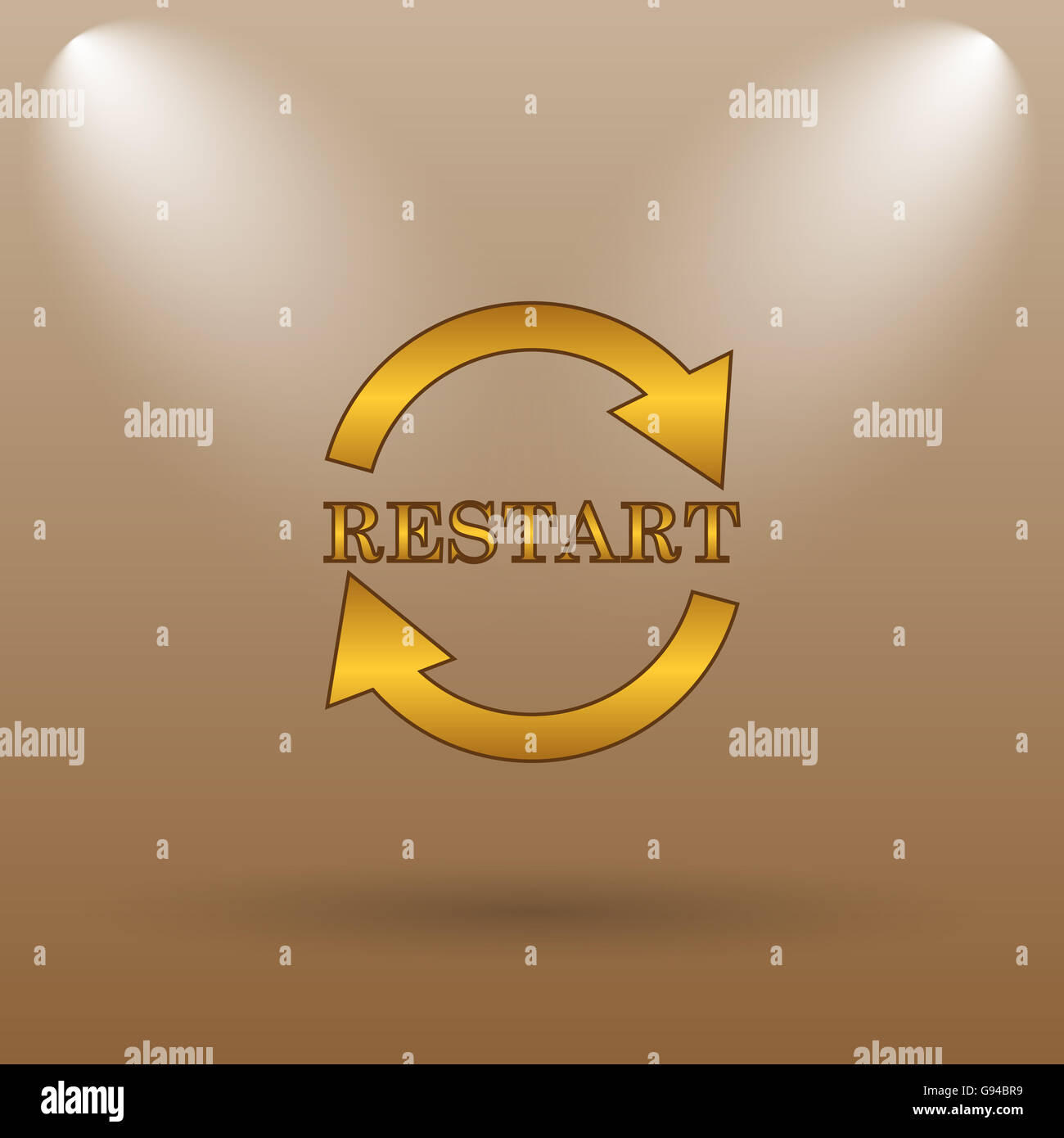 Restart icon. Internet button on brown background Stock Photo - Alamy