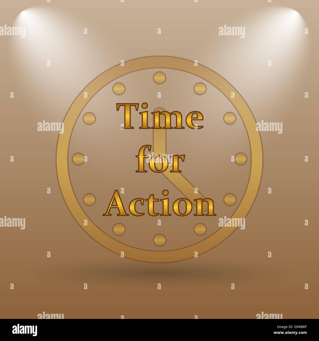 Time for action icon. Internet button on brown background Stock Photo ...