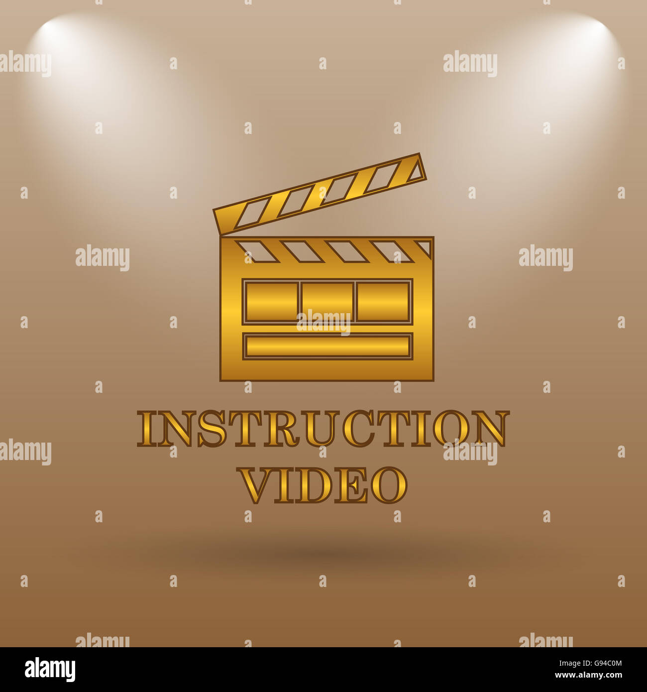 Instruction video icon. Internet button on brown background Stock Photo ...