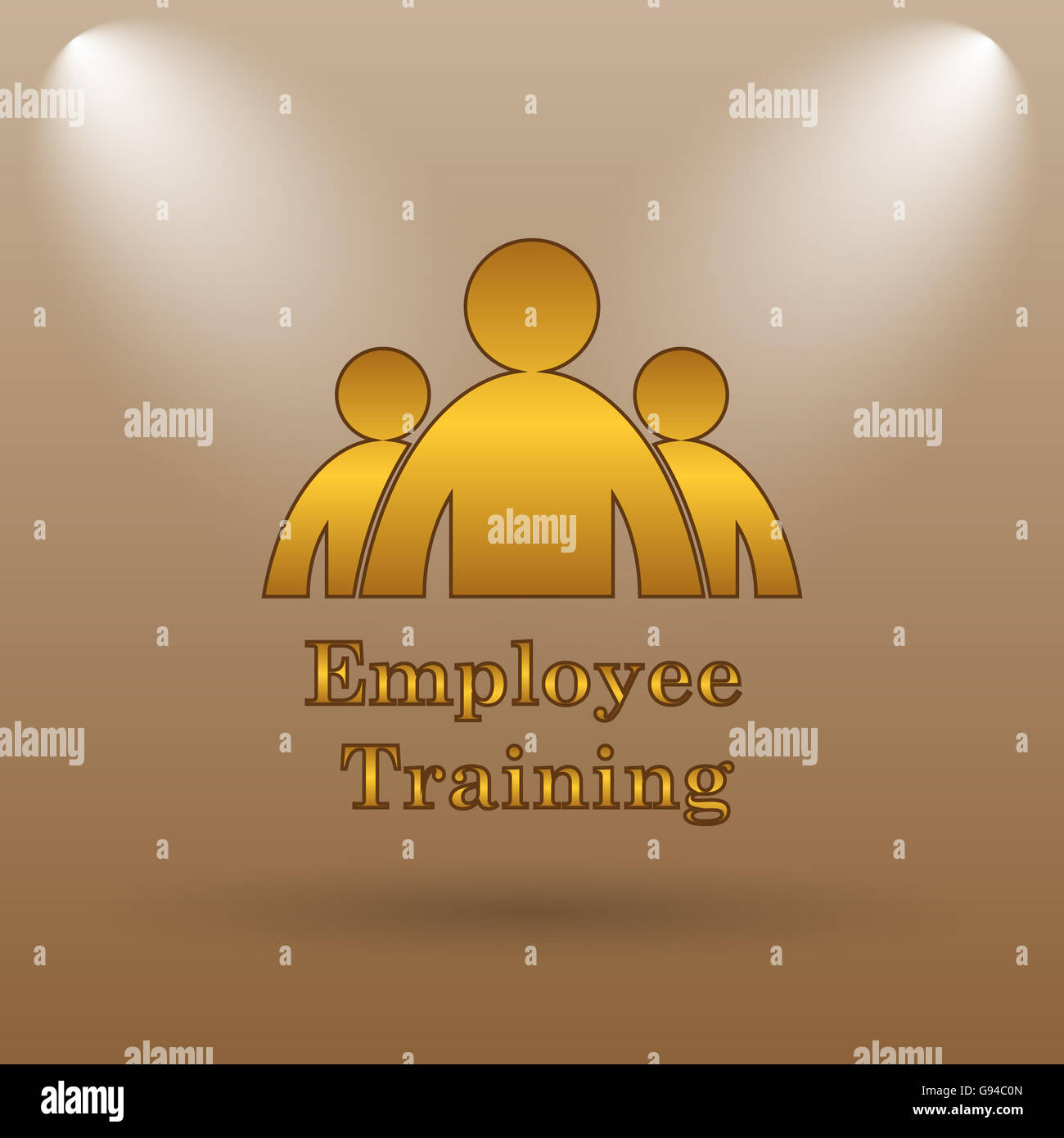 Employee training icon. Internet button on brown background Stock Photo ...