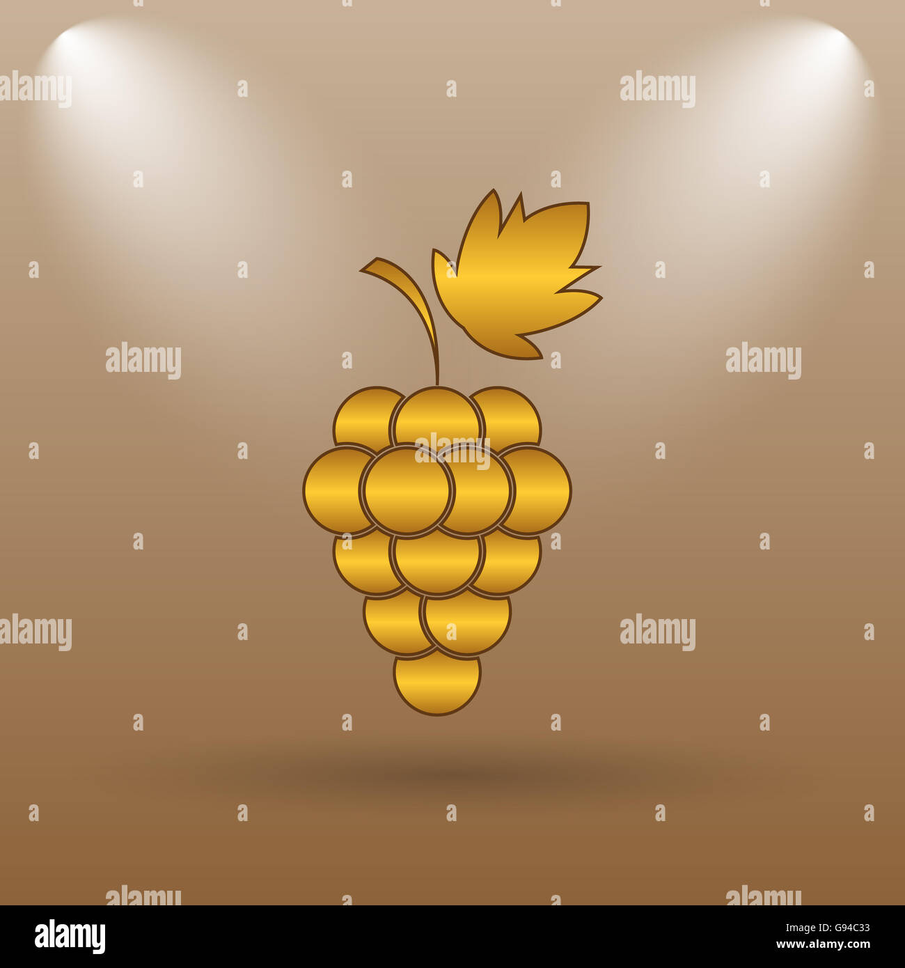 Grape icon. Internet button on brown background Stock Photo - Alamy