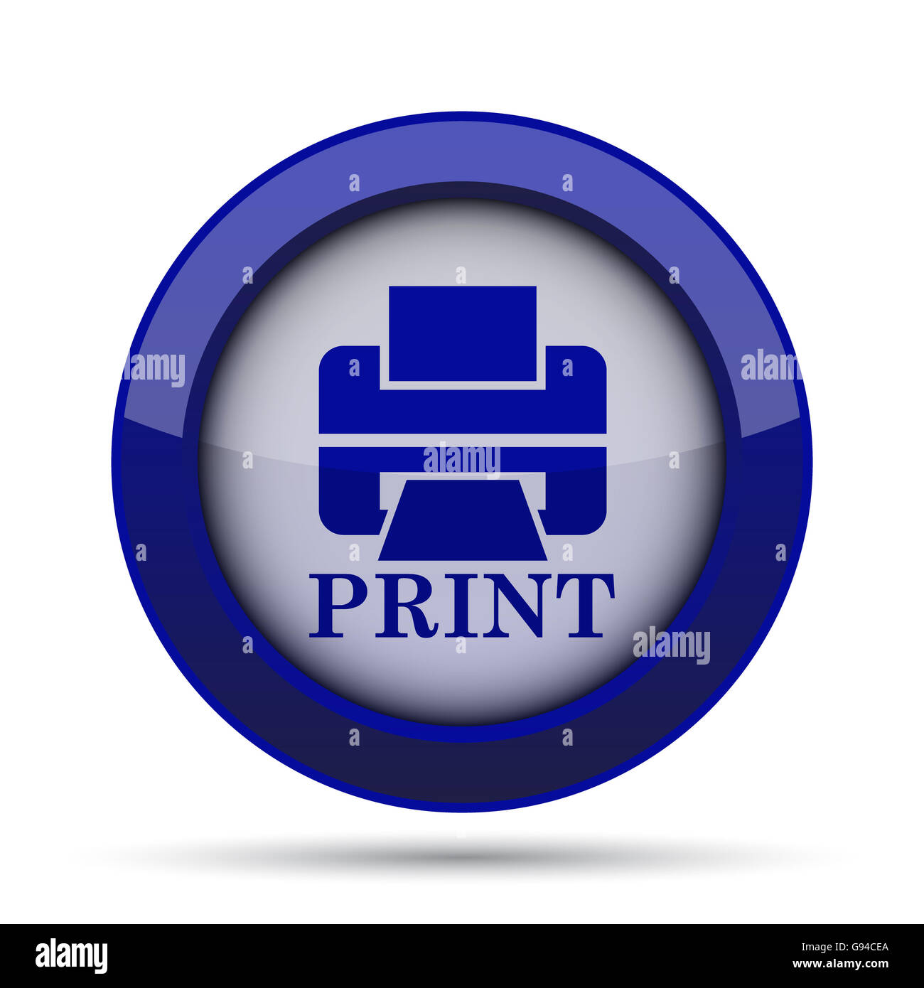Printer with word PRINT icon. Internet button on white background Stock ...