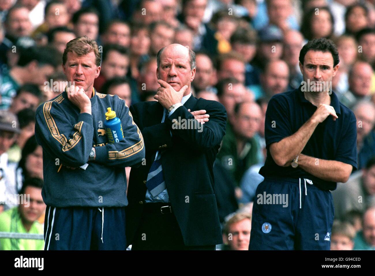Derby County manager Jim Smith (centre) and his assistant Steve ...