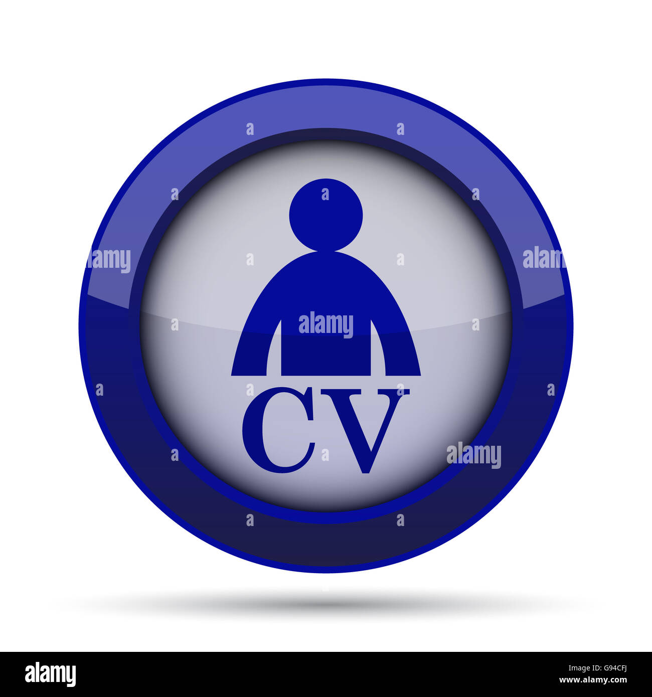 CV icon. Internet button on white background Stock Photo - Alamy
