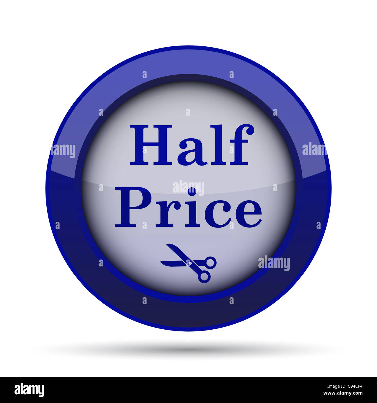 Half price icon. Internet button on white background Stock Photo - Alamy