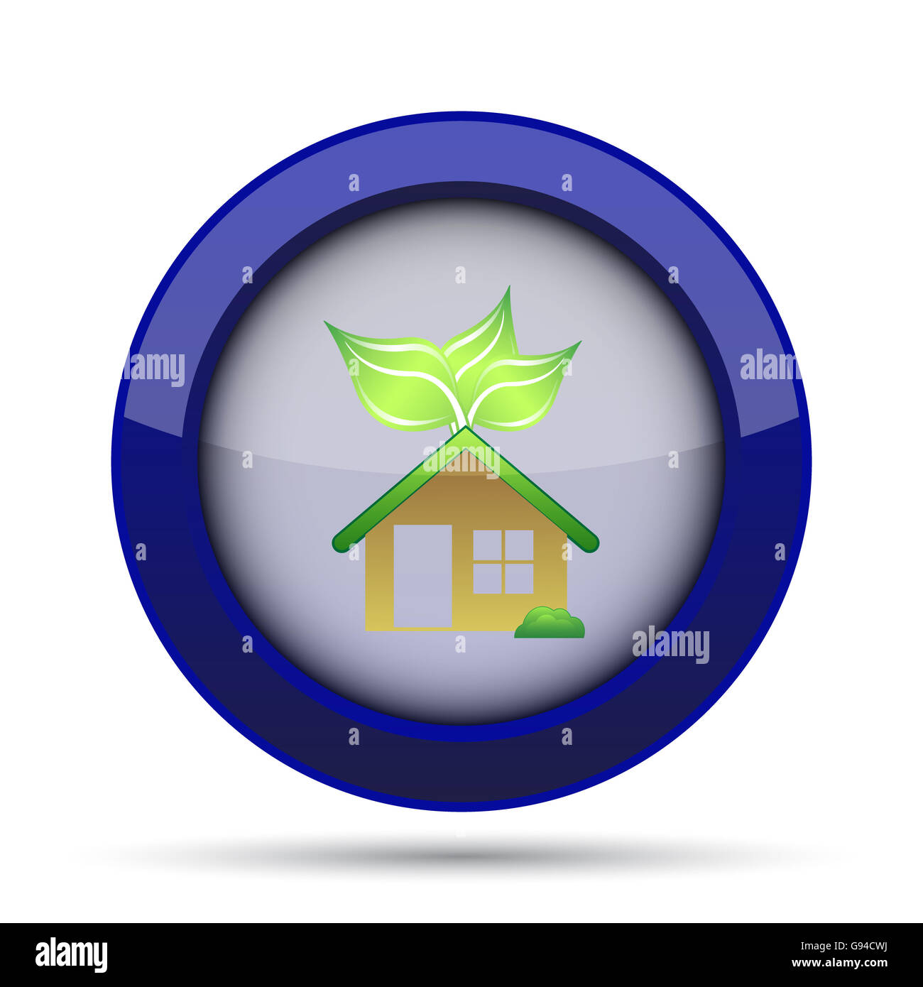 Eco house icon. Internet button on white background Stock Photo - Alamy