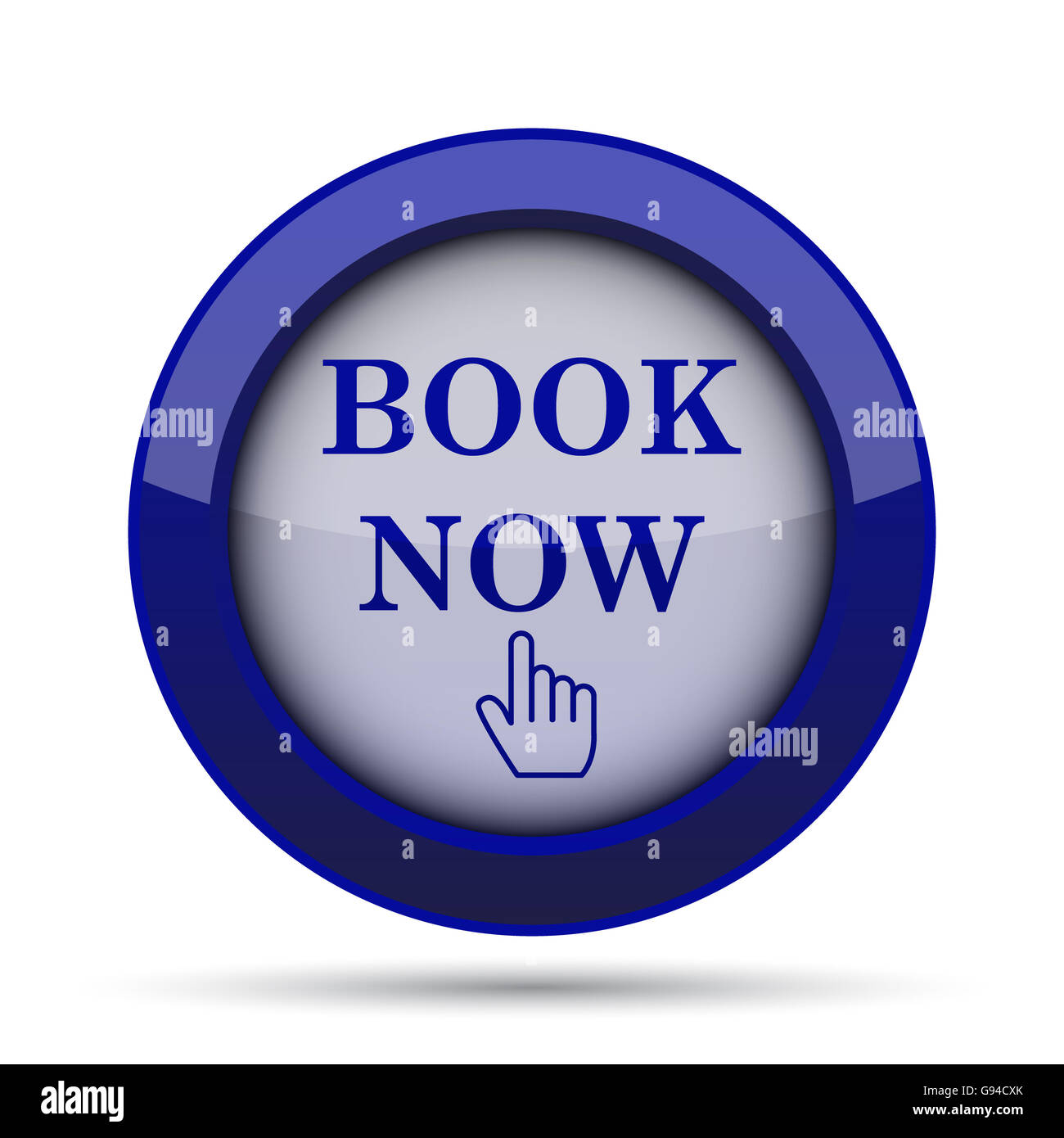 Book now icon. Internet button on white background Stock Photo - Alamy