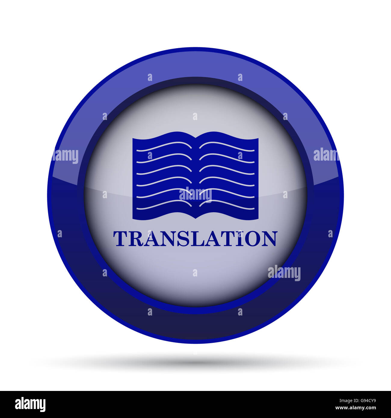 Translation book icon. Internet button on white background Stock Photo ...
