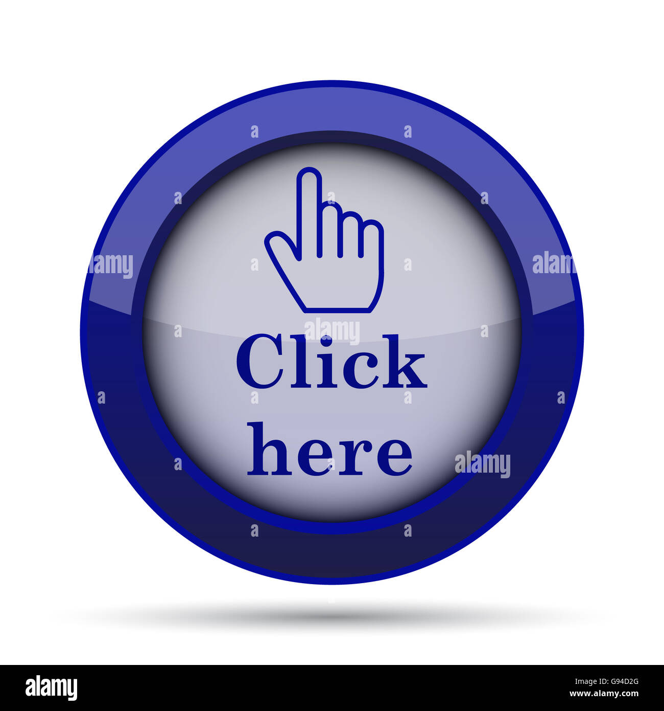 Click here icon. Internet button on white background Stock Photo - Alamy