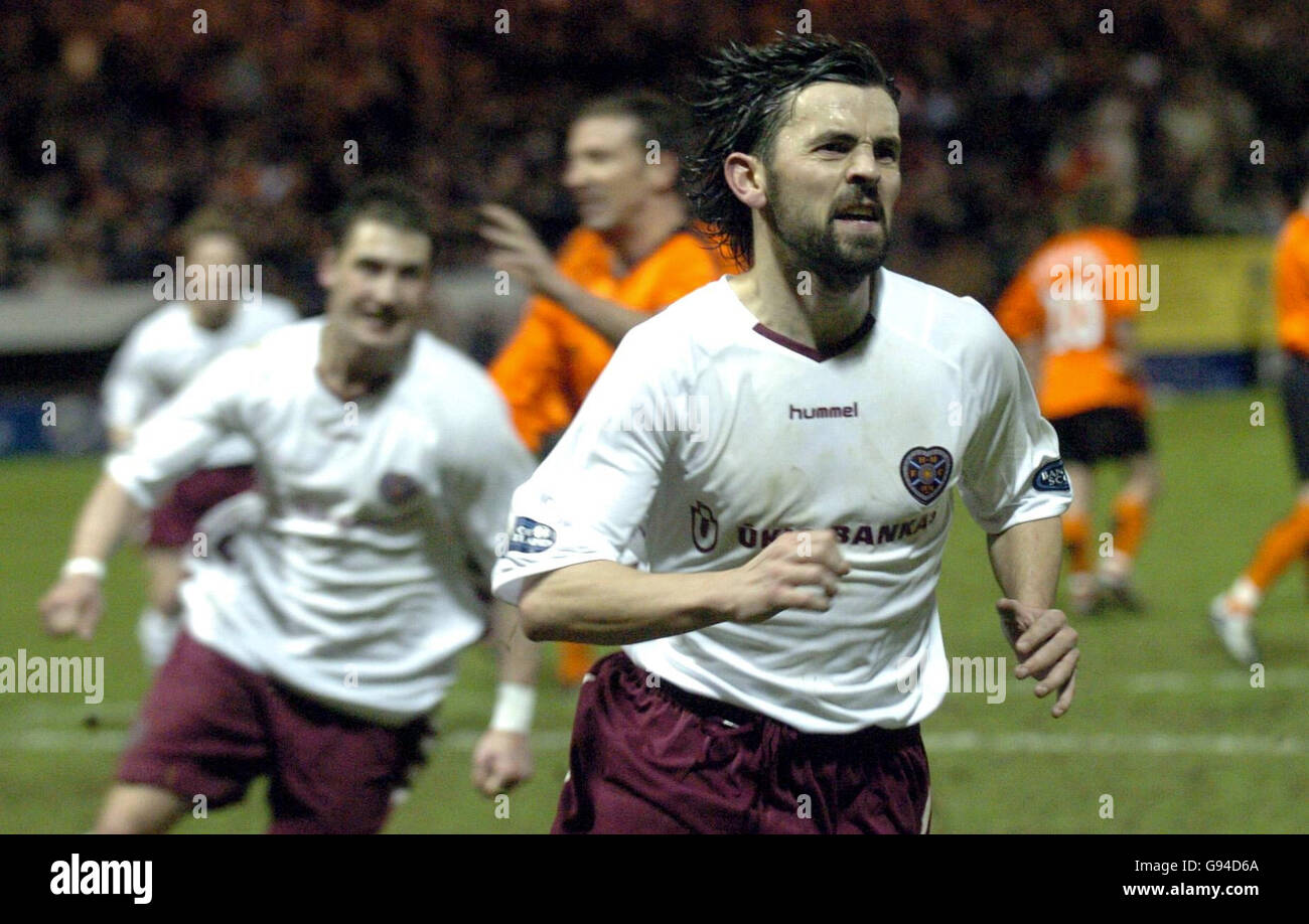 Hearts' Paul Hartley celebrates scoring from the penalty spot against ...