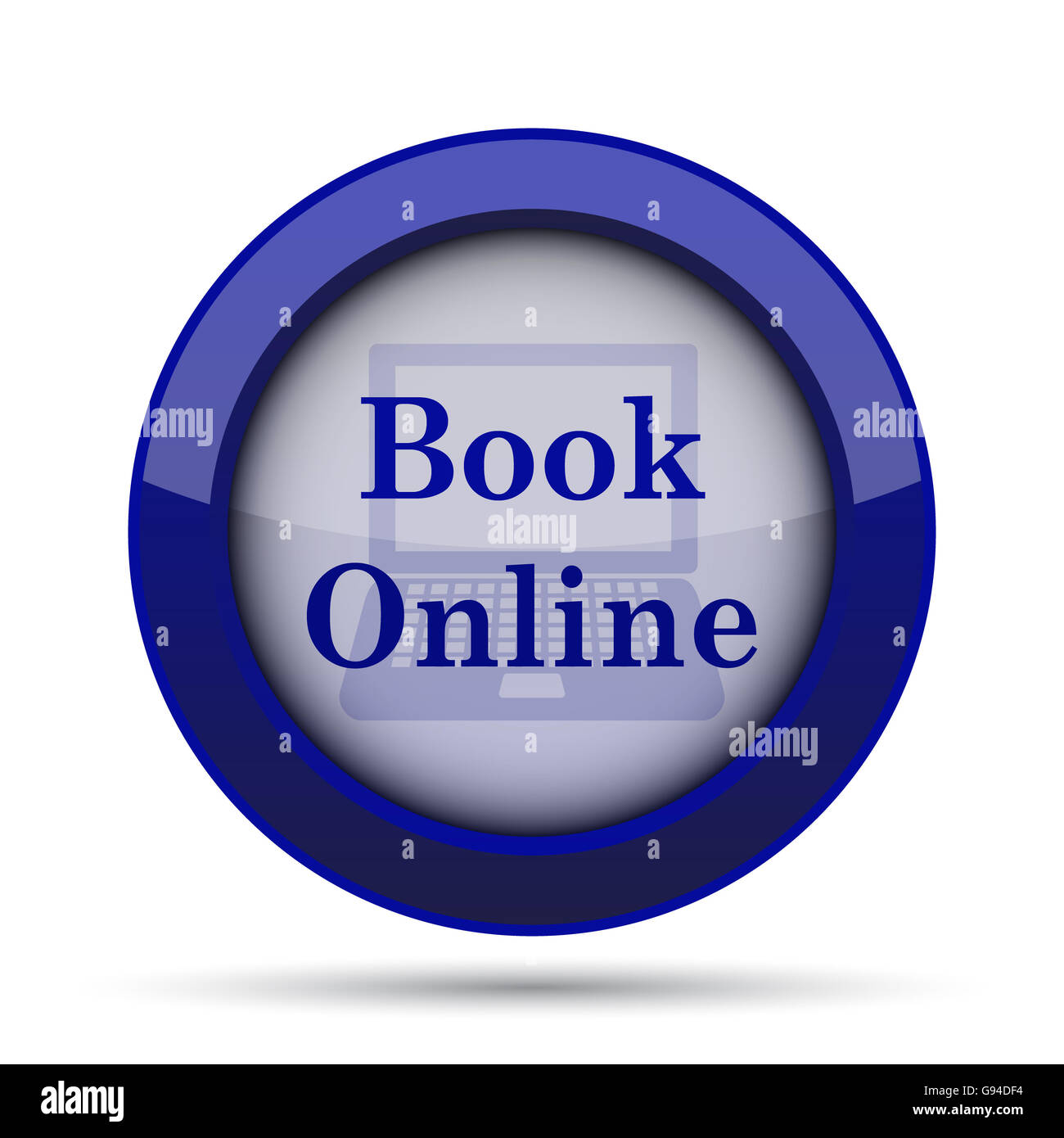 Book online icon. Internet button on white background Stock Photo - Alamy