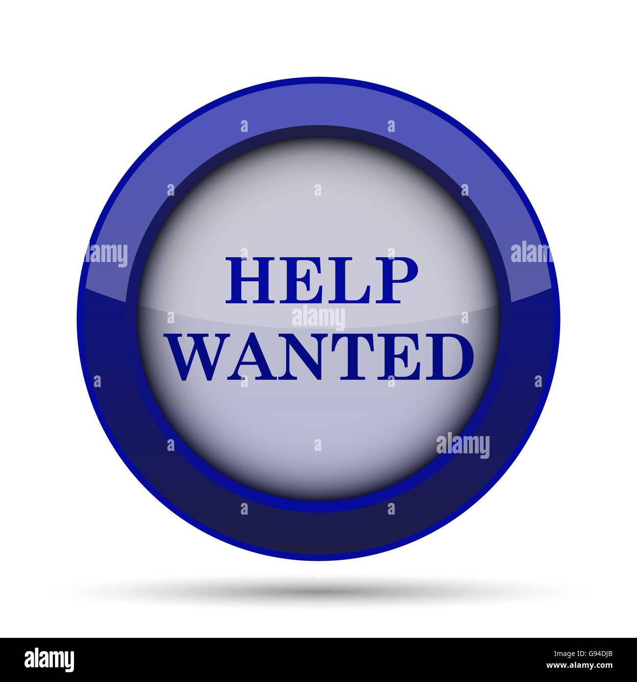 Help wanted icon. Internet button on white background Stock Photo - Alamy