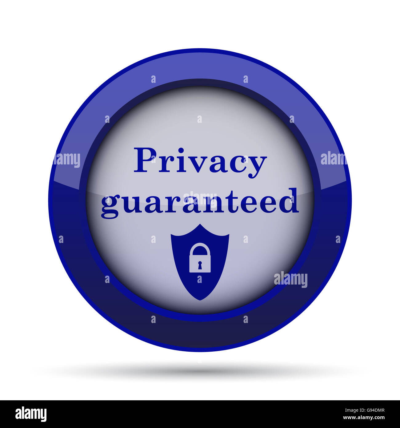 Privacy guaranteed icon. Internet button on white background Stock ...