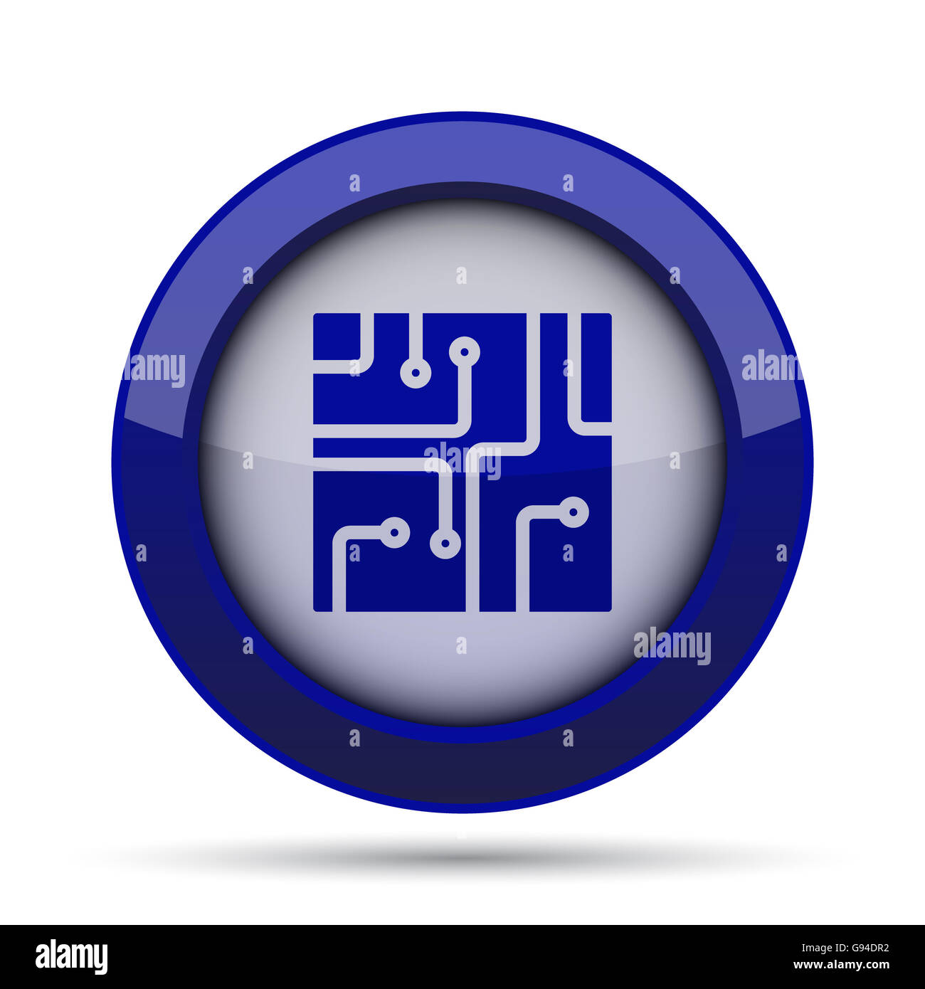 Circuit board icon. Internet button on white background Stock Photo - Alamy